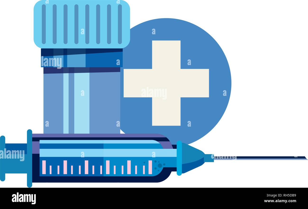 syringe bottle medical cross vaccination vector illustration Stock ...