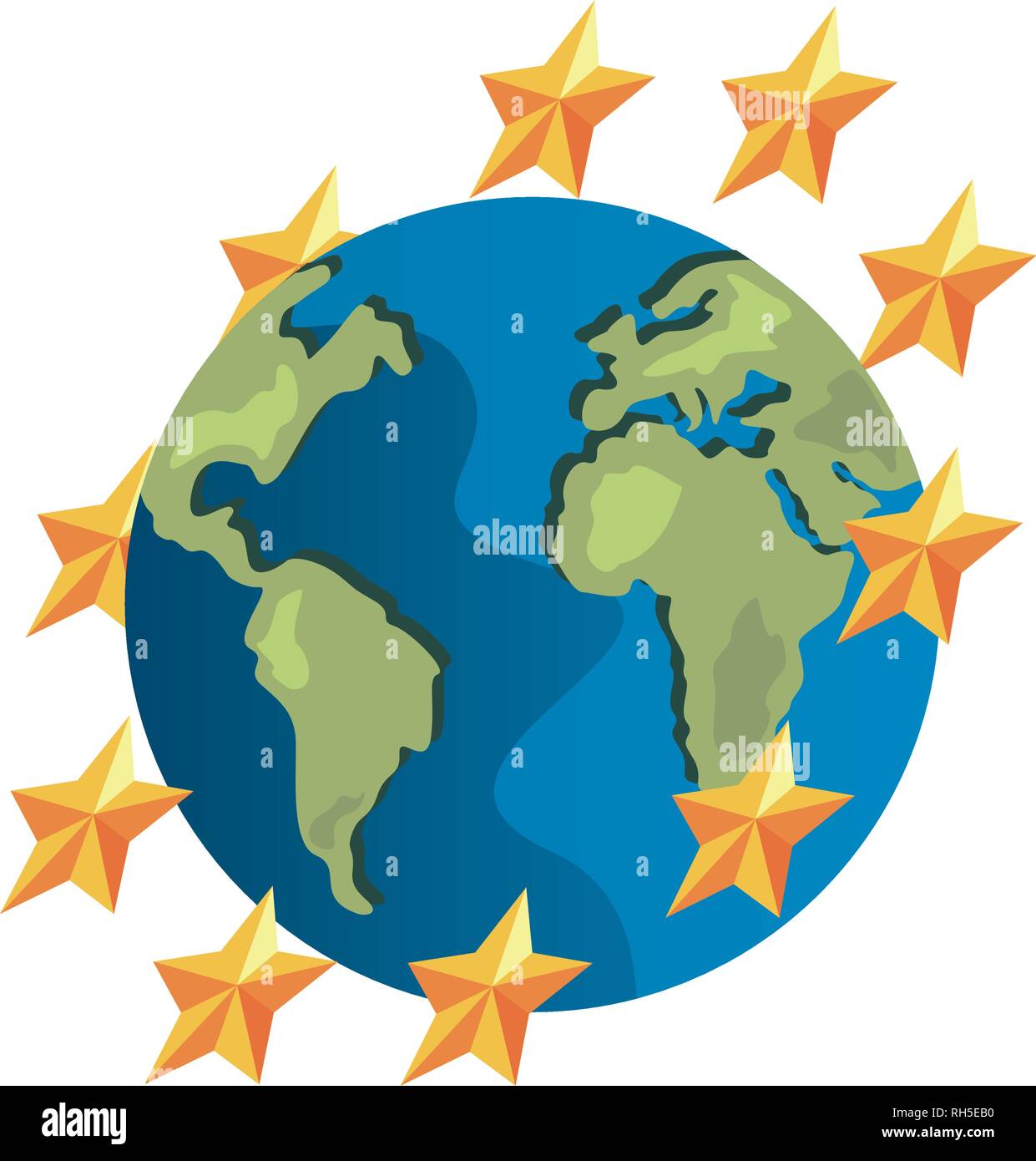 world around stars on white background vector illustration Stock Vector ...