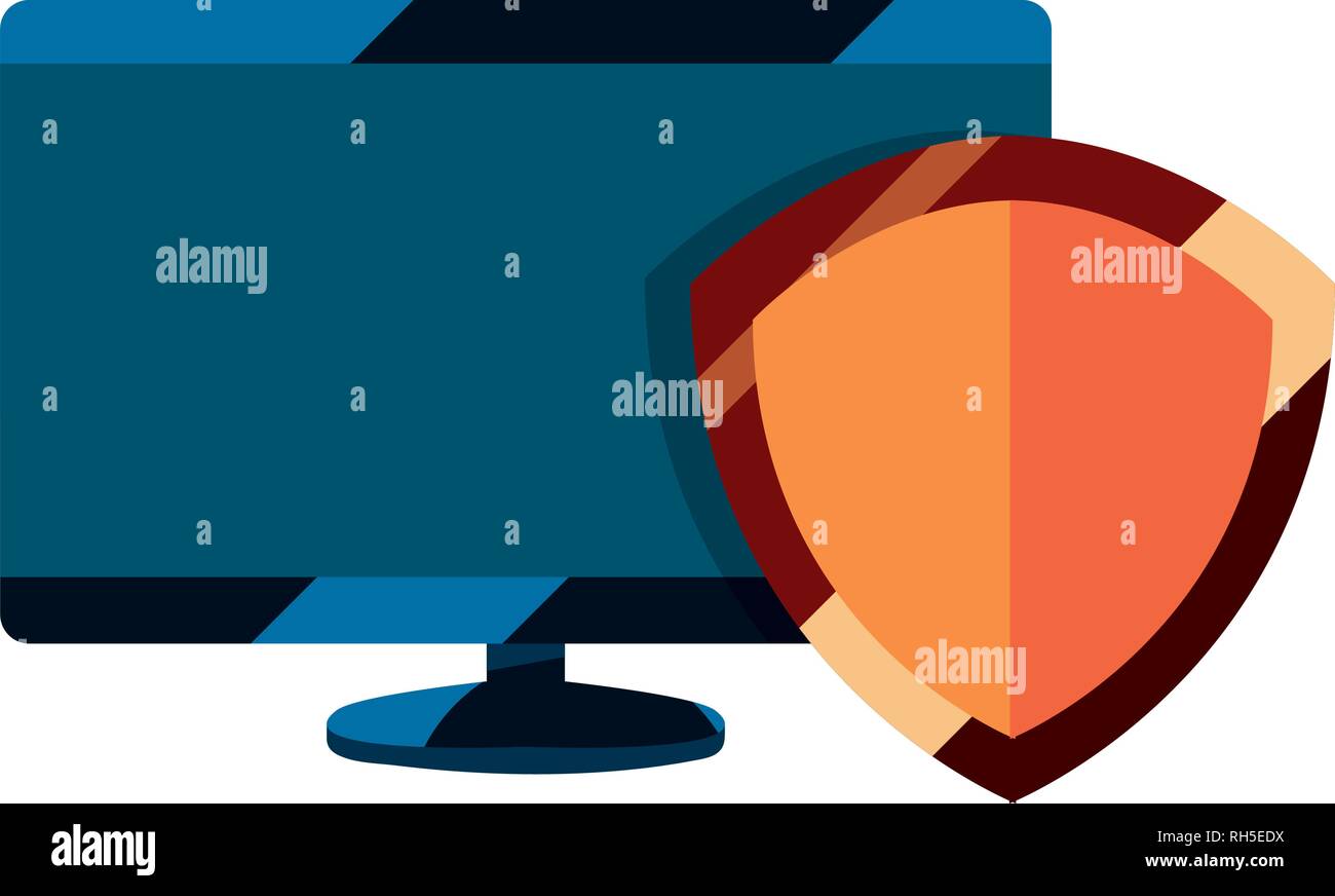 computer shield protection digital copyright vector illustration Stock ...