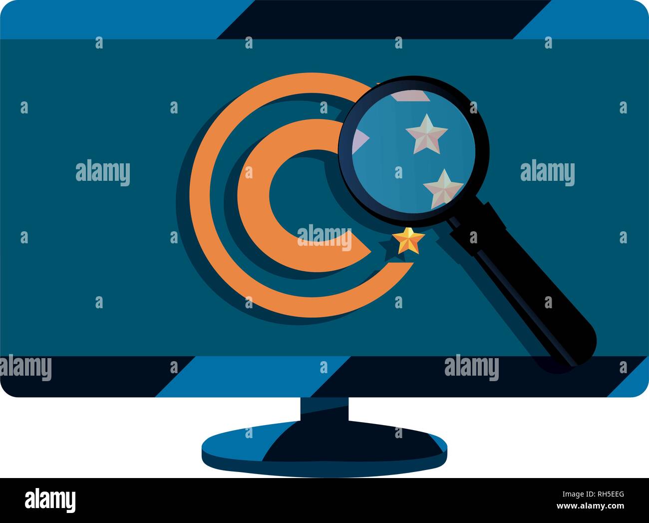 computer digital protection searching copyright symbol vector ...