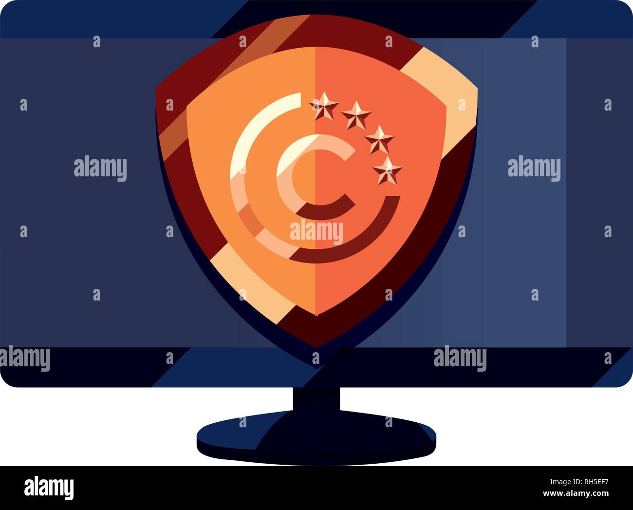 computer digital shield protection copyright symbol vector illustration ...