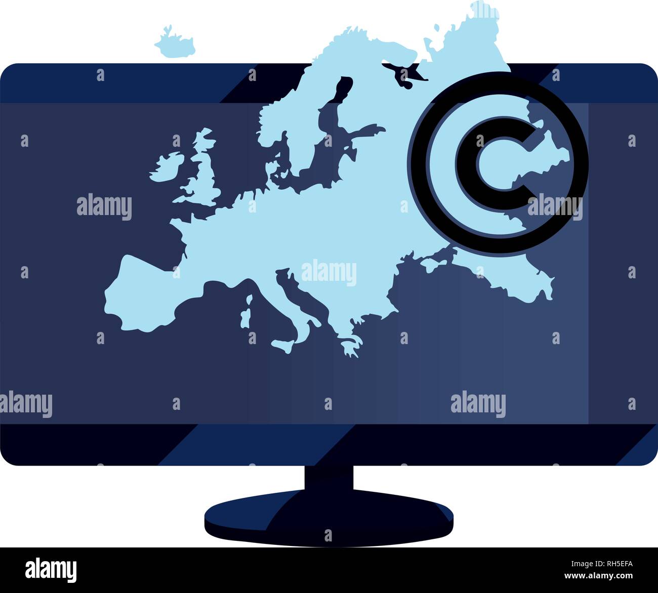 europen union computer digital protection copyright vector illustration ...