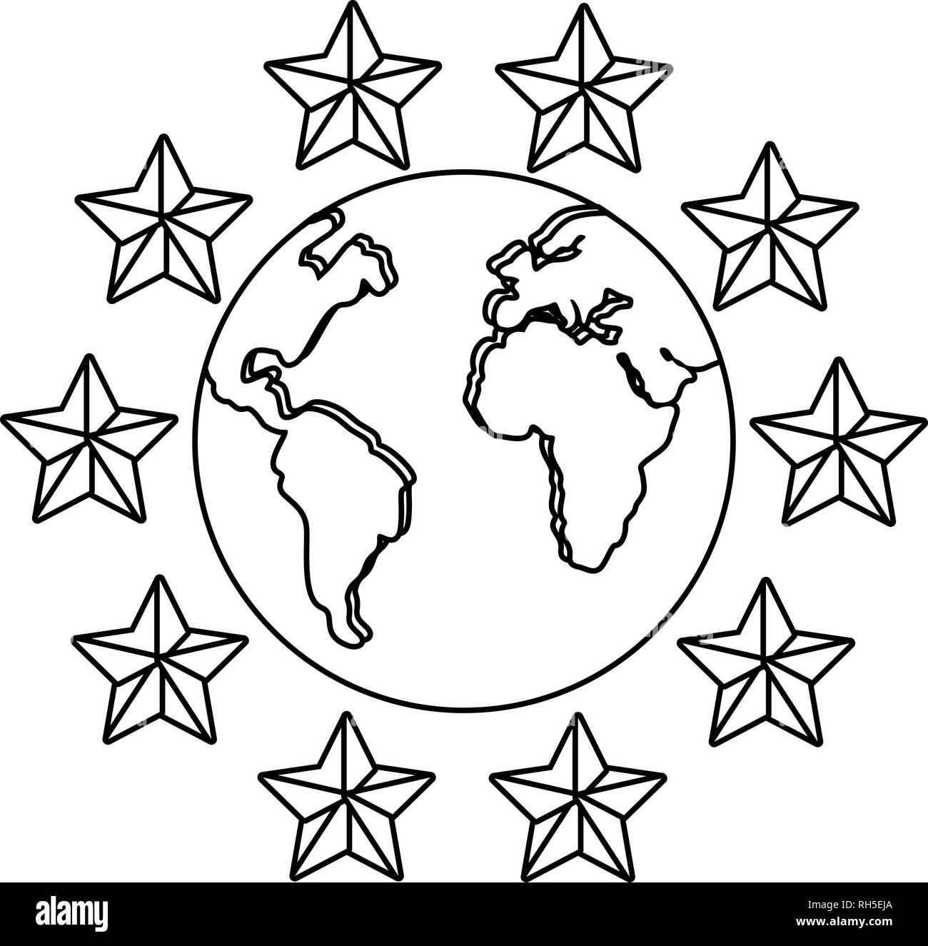 world around stars on white background vector illustration Stock Vector ...