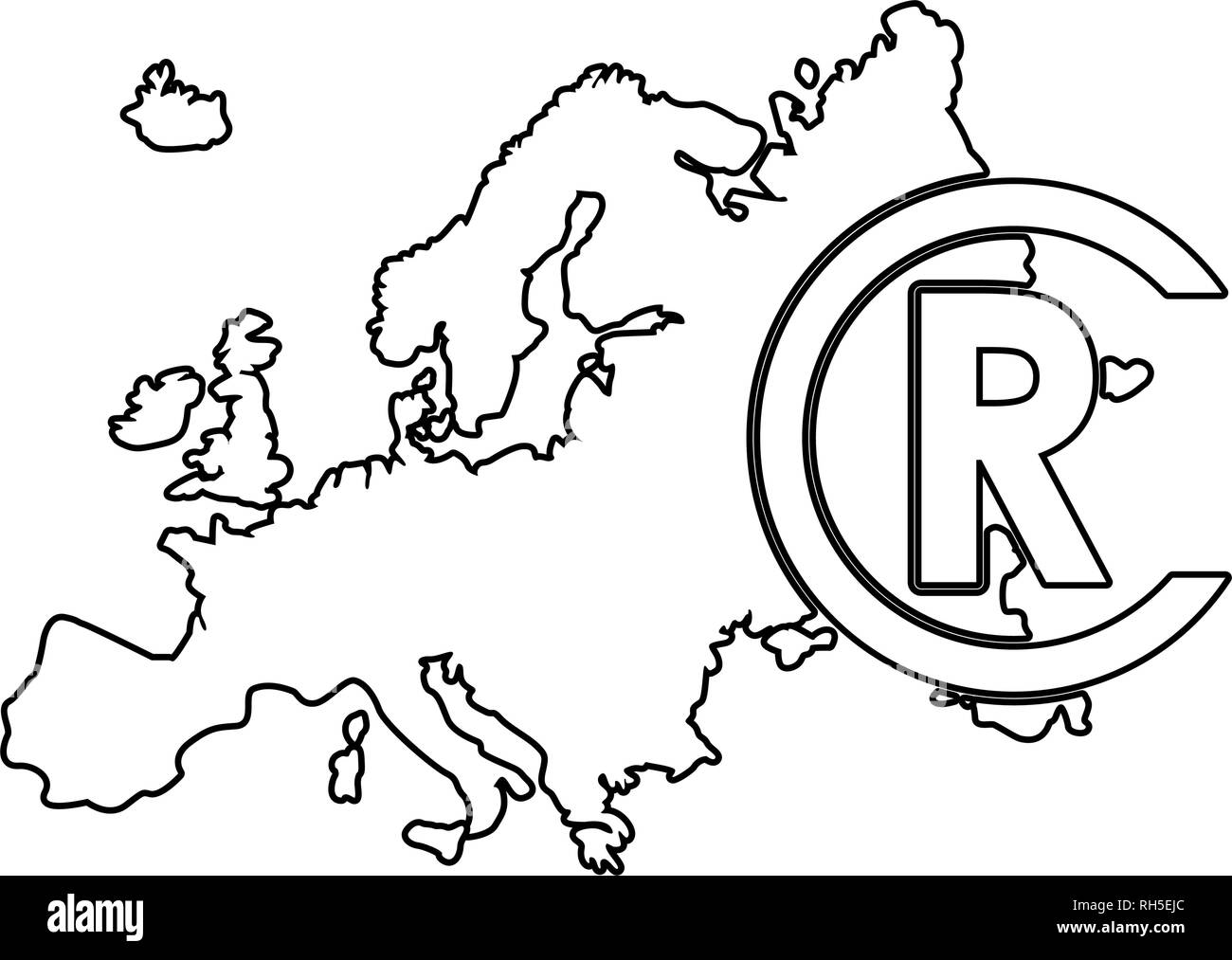 europen union map registered property vector illustration Stock Vector ...