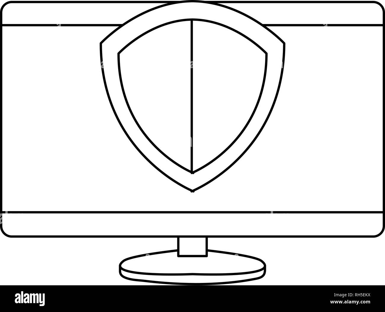 shield protection computer digital copyright vector illustration Stock ...