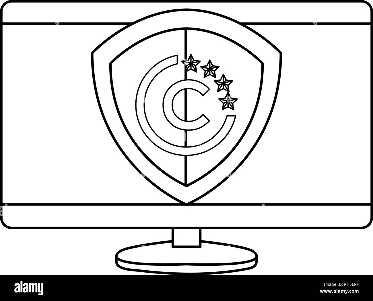 computer digital shield protection copyright symbol vector illustration ...