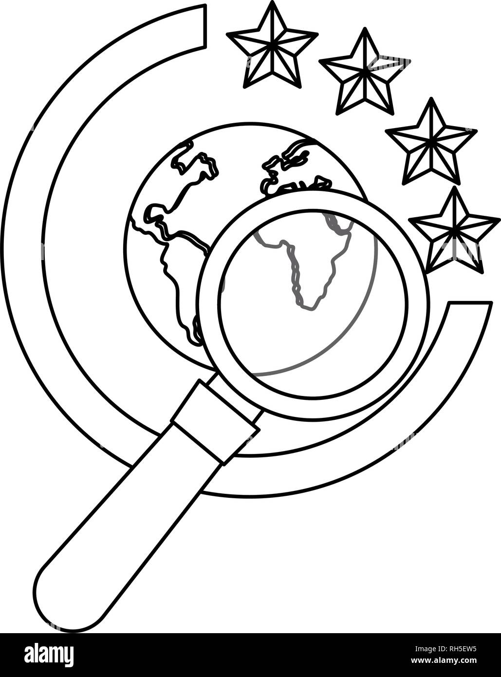 world magnifying glass analysis copyright vector illustration Stock ...