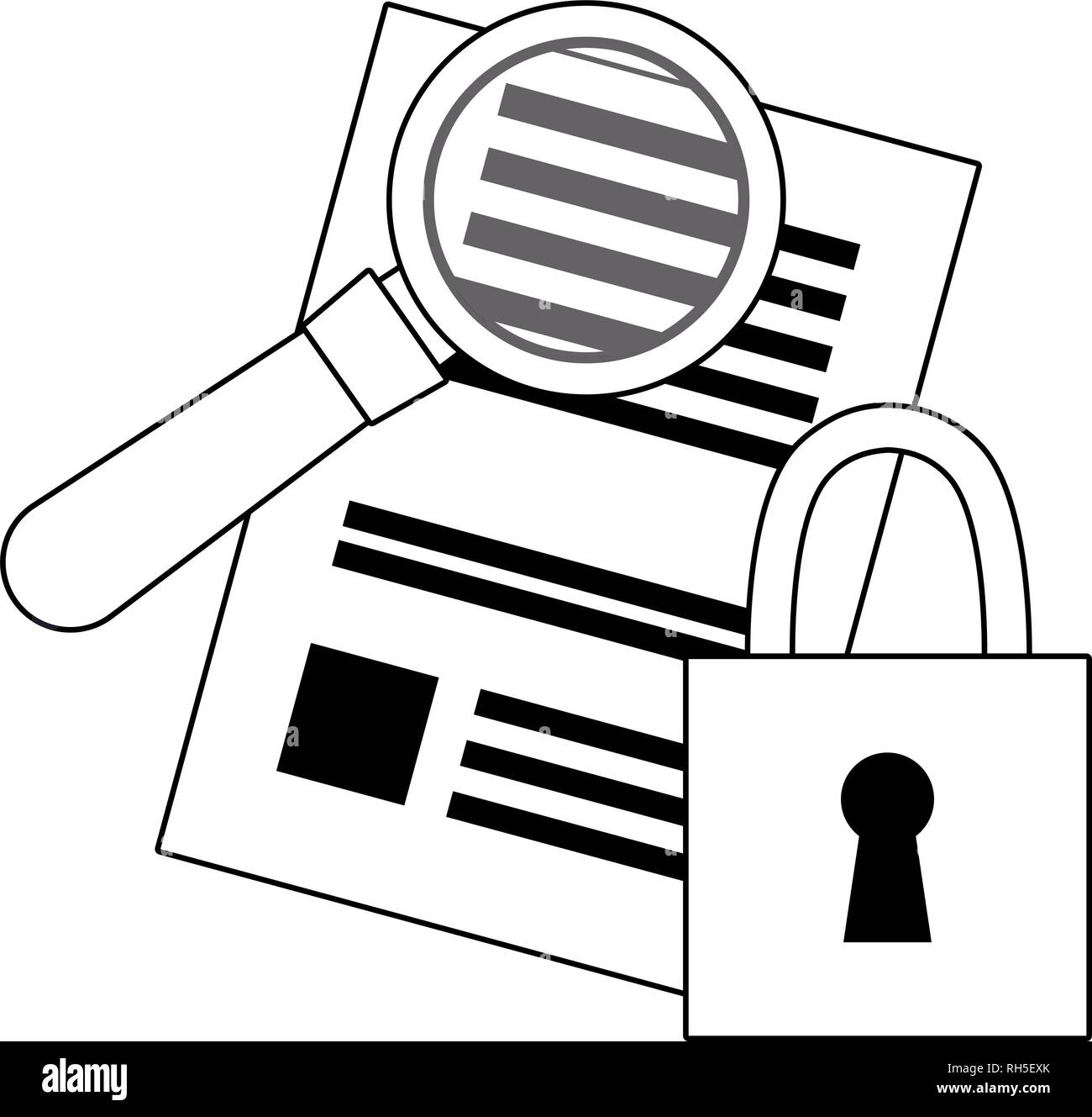 document paper magnifying glass mobile vector illustration Stock Vector ...