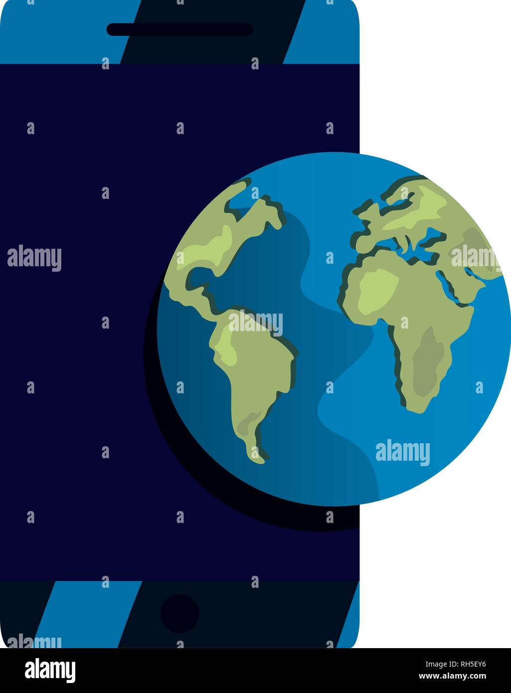 cellphone world map on white background vector illustration Stock ...