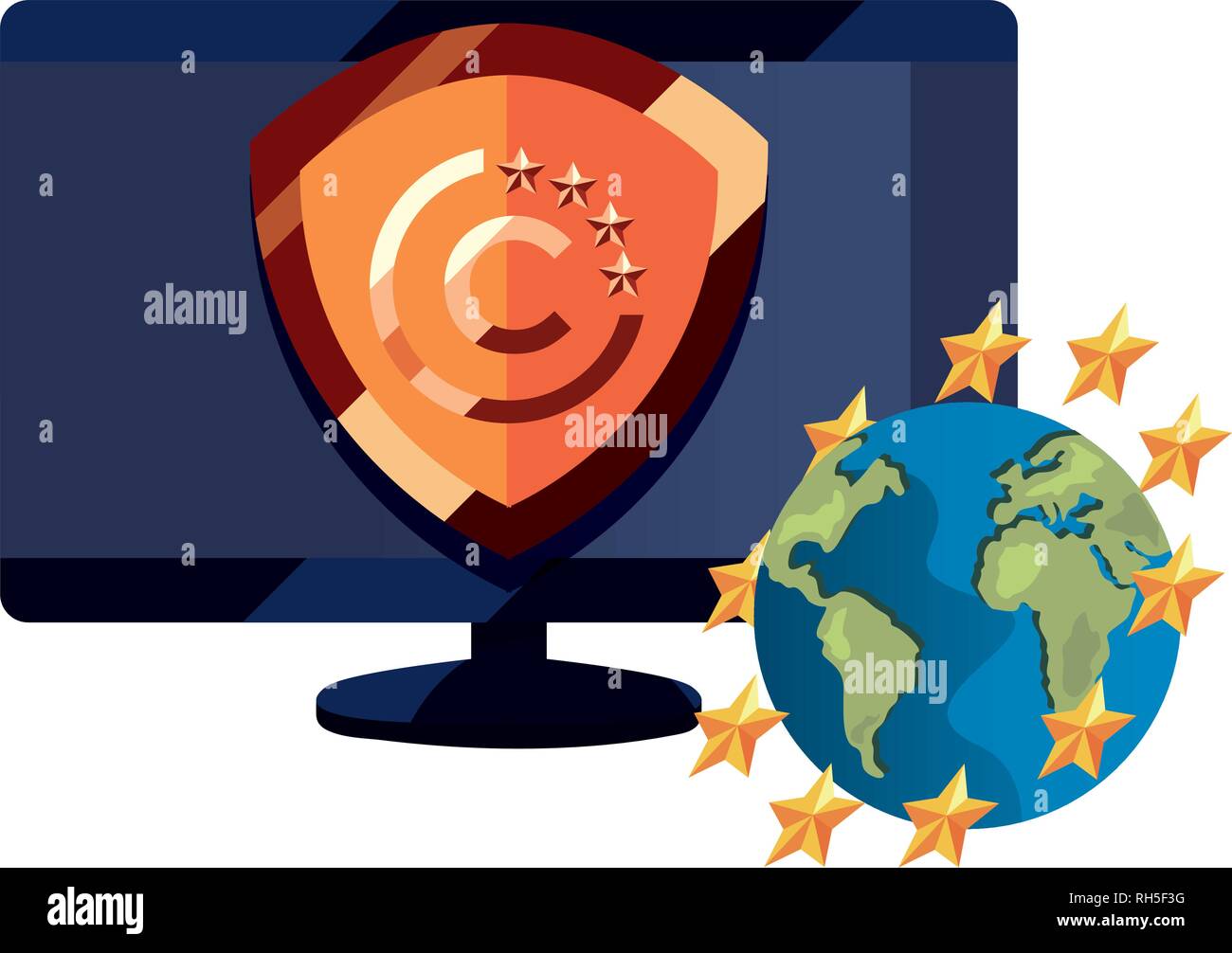 computer world security copyright of intellectual vector illustration ...