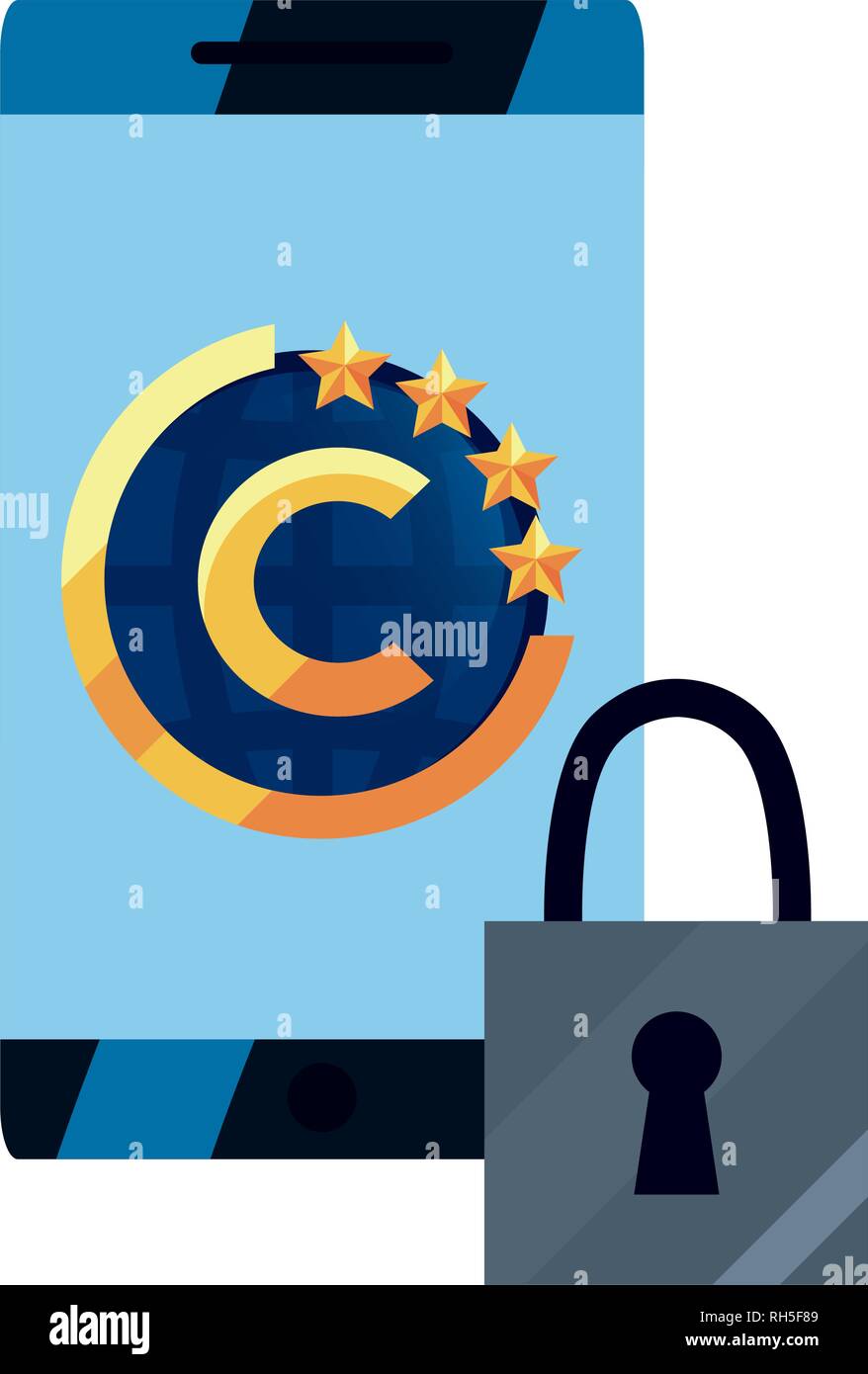 cellphone security copyright of intellectual vector illustration Stock ...