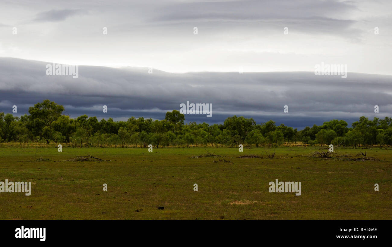 Rain clouds gather over the plains of Outback Western Australia Stock ...