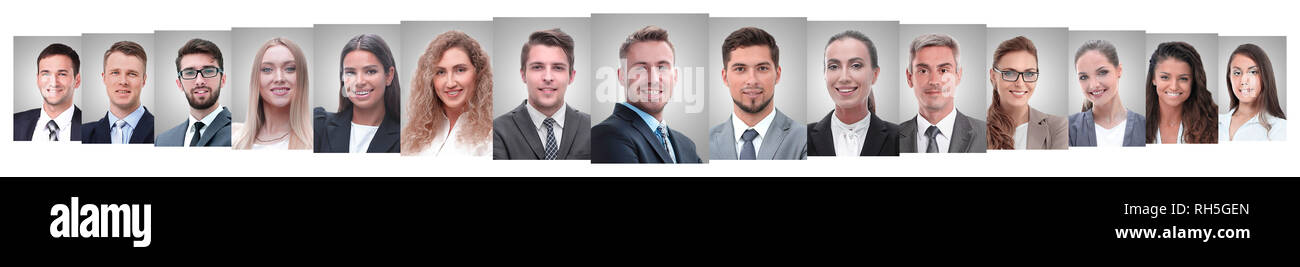 panoramic collage of portraits of successful employees Stock Photo - Alamy