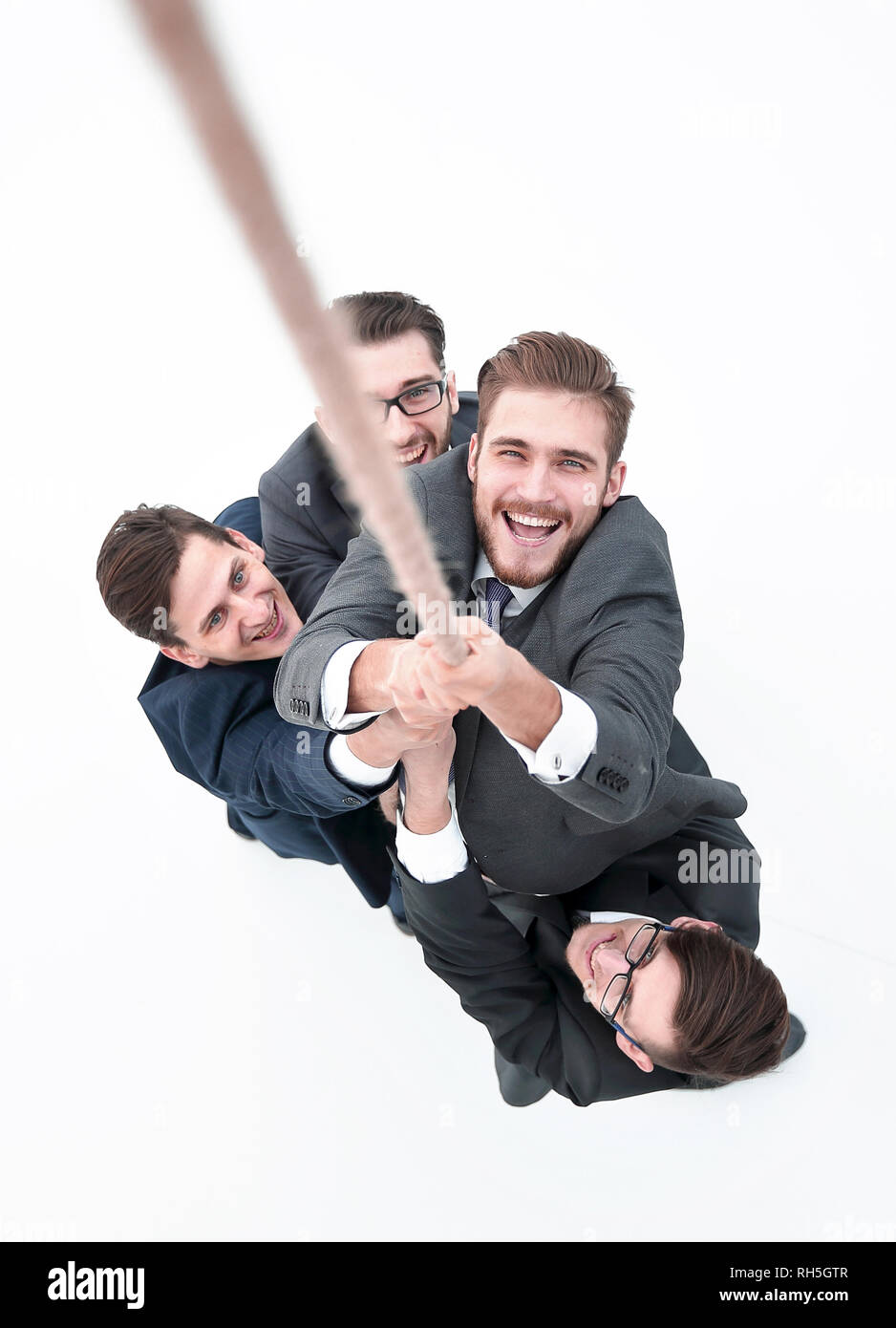 business team helping the Director to climb the rope Stock Photo - Alamy