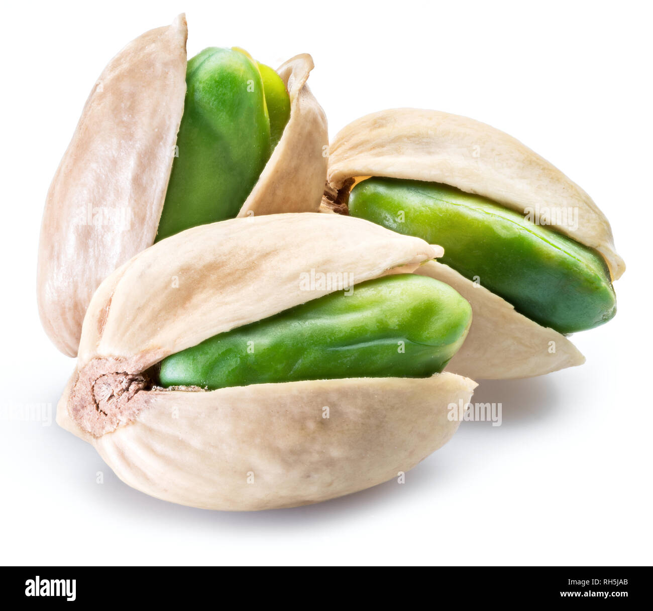 Green pistachio nuts with pistachio shell on white background Stock ...