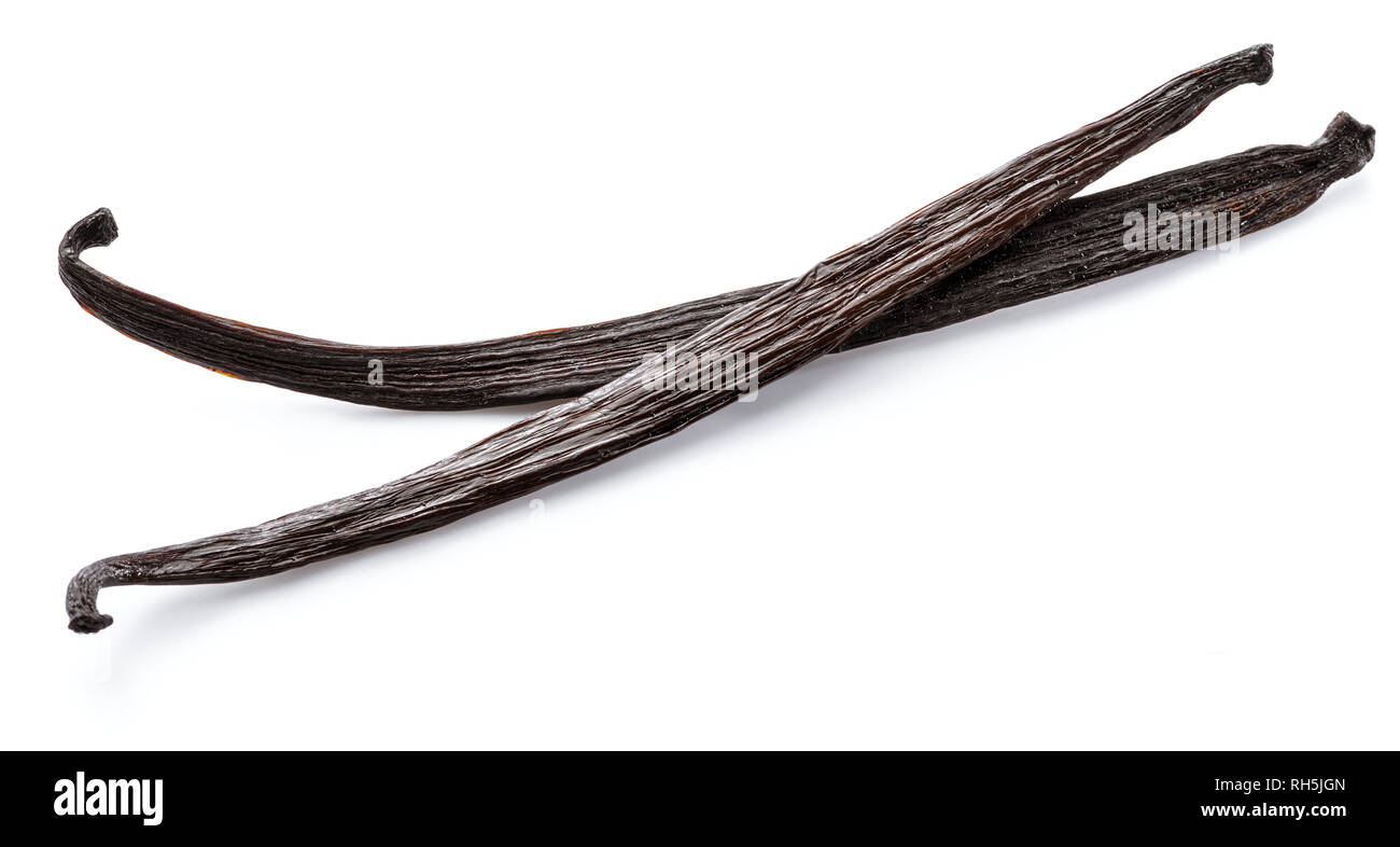Dried vanilla stick isolated on white background Stock Photo - Alamy