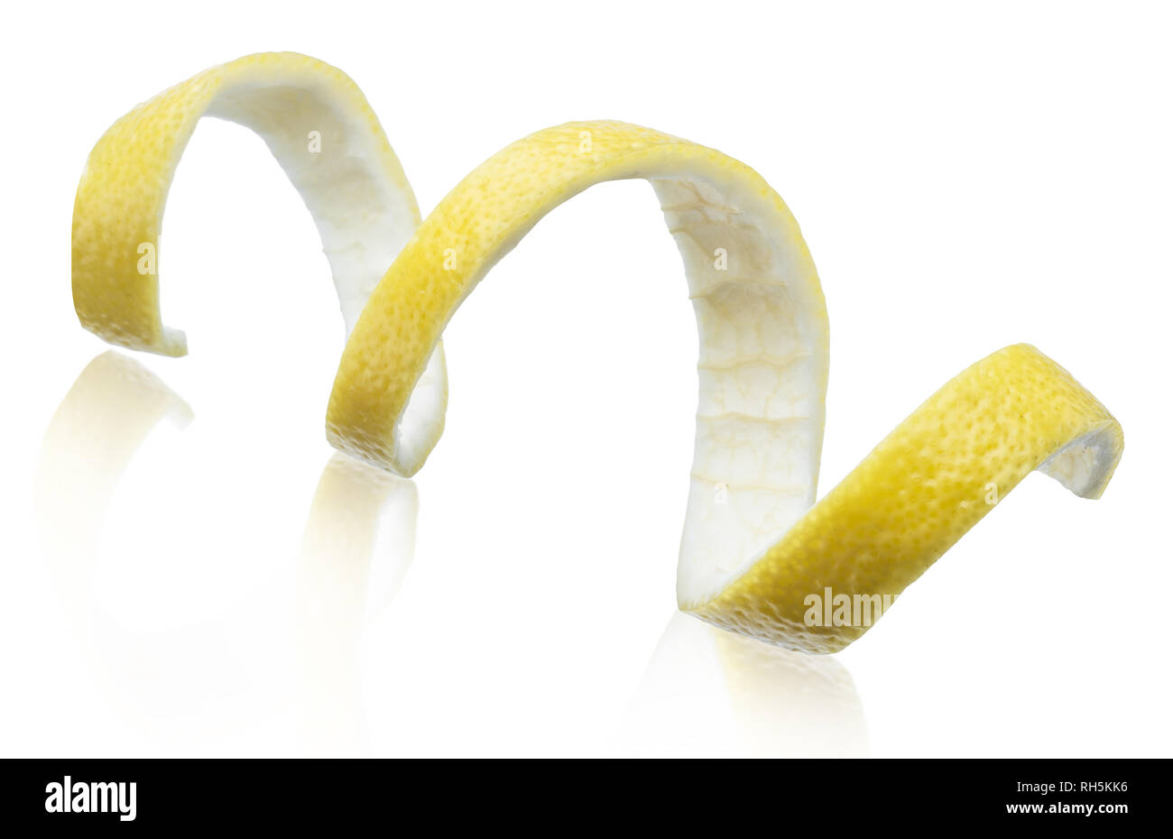Lemon peel or lemon twist on white background. File contains clipping ...