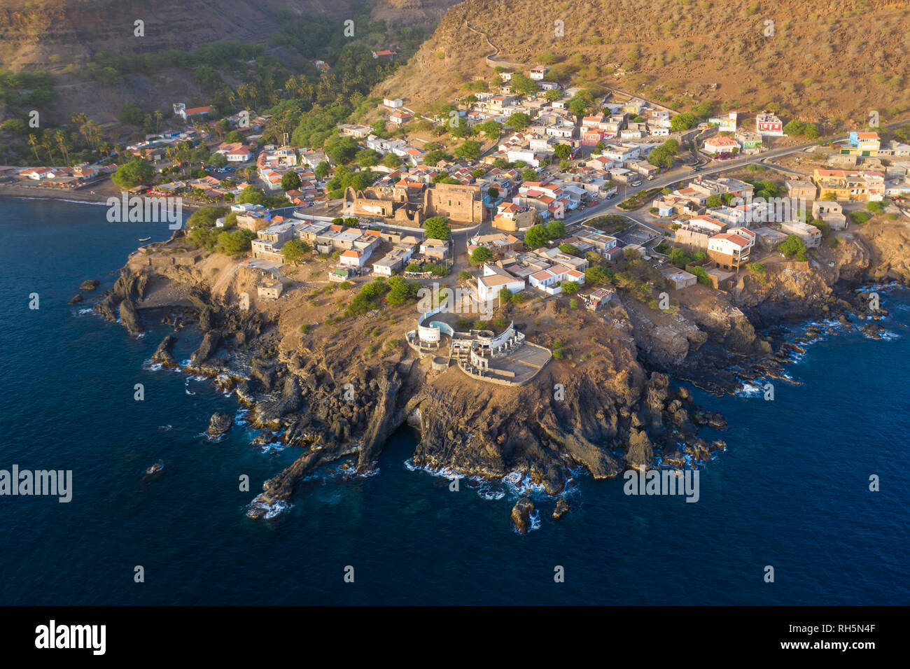 Aerial view Cidade Velha city in Santiago - Cape Verde - Cabo Verde ...