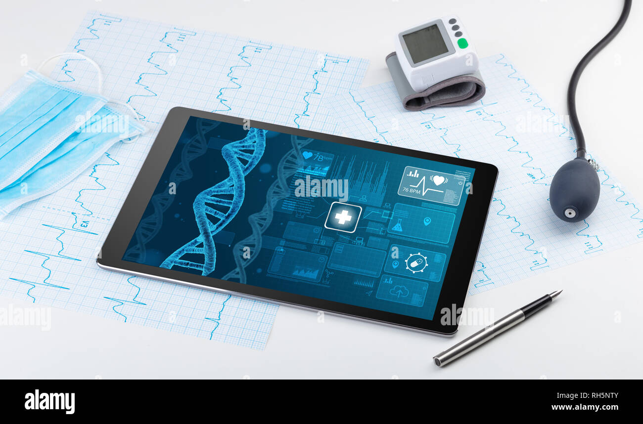 Genetic test and biotechnology concept with medical technology devices ...