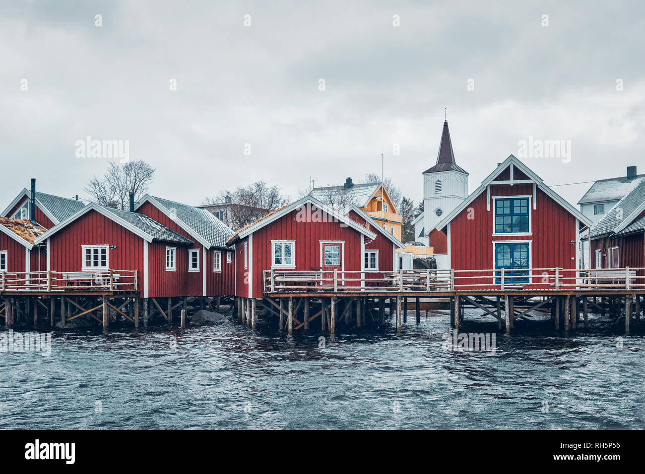 Traditional red rorbu houses in Reine, Norway Stock Photo - Alamy