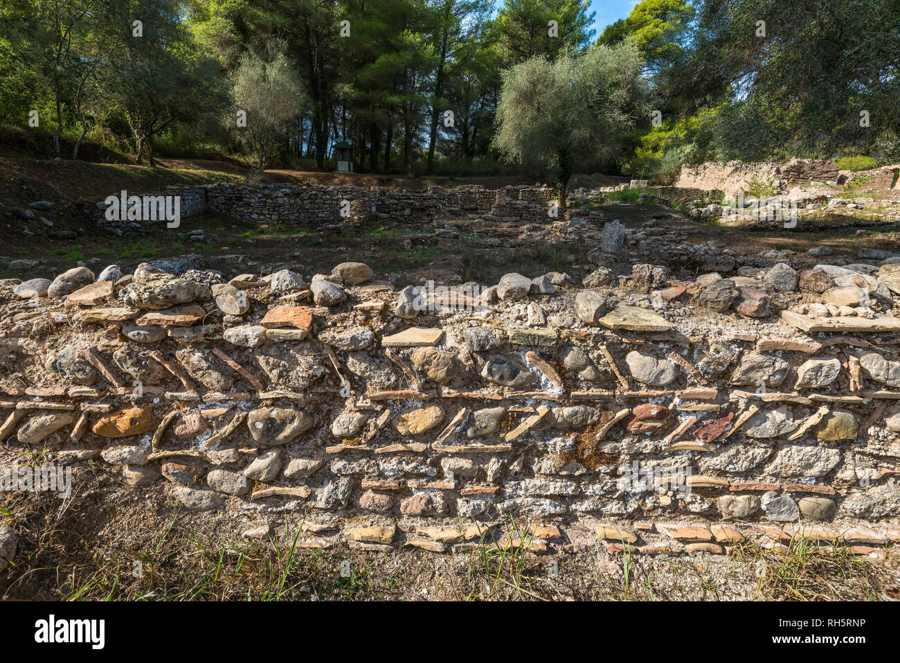 Unusual ancient greek rock wall design and pattern near the Leonidaion ...