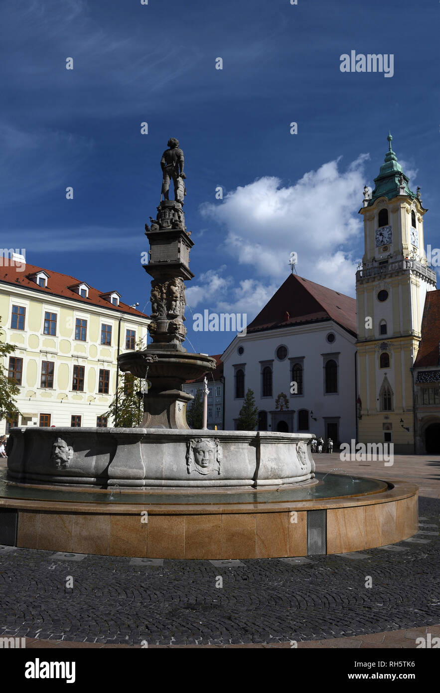 roland fountain;maximilian;main square;bratislava;slovakia Stock Photo ...
