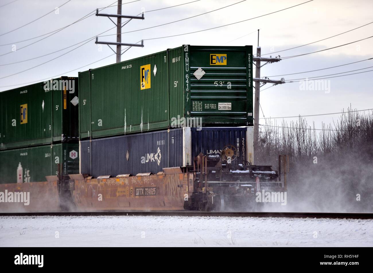 Union pacific double stack container train hi-res stock photography and ...