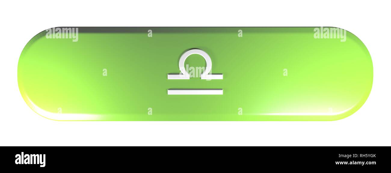ZODIAC LIBRA ICON green rounded rectangle push button - 3D rendering ...
