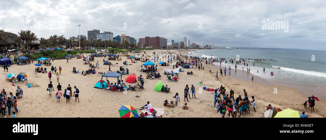 Durban, South Africa - January 6th, 2019: Panoramic view of the beach ...