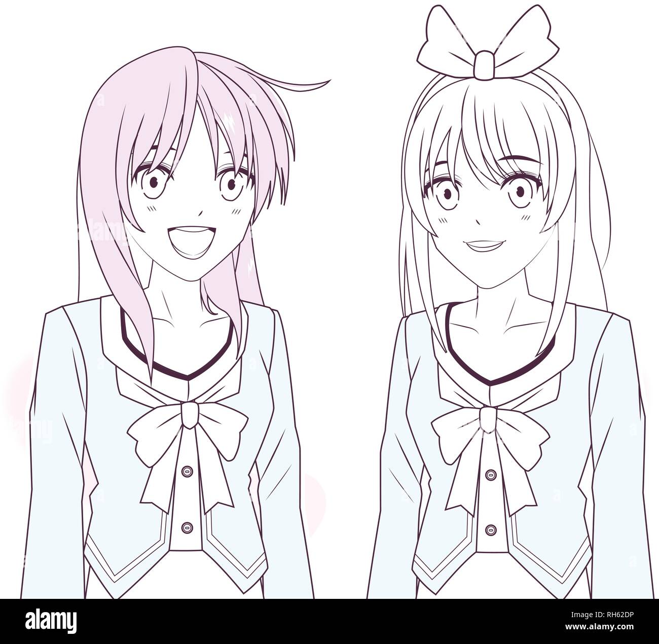 Group Of Friends Anime Drawing