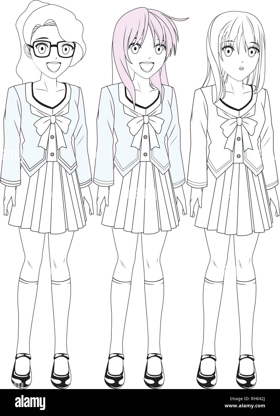 Group Of Friends Anime Drawing