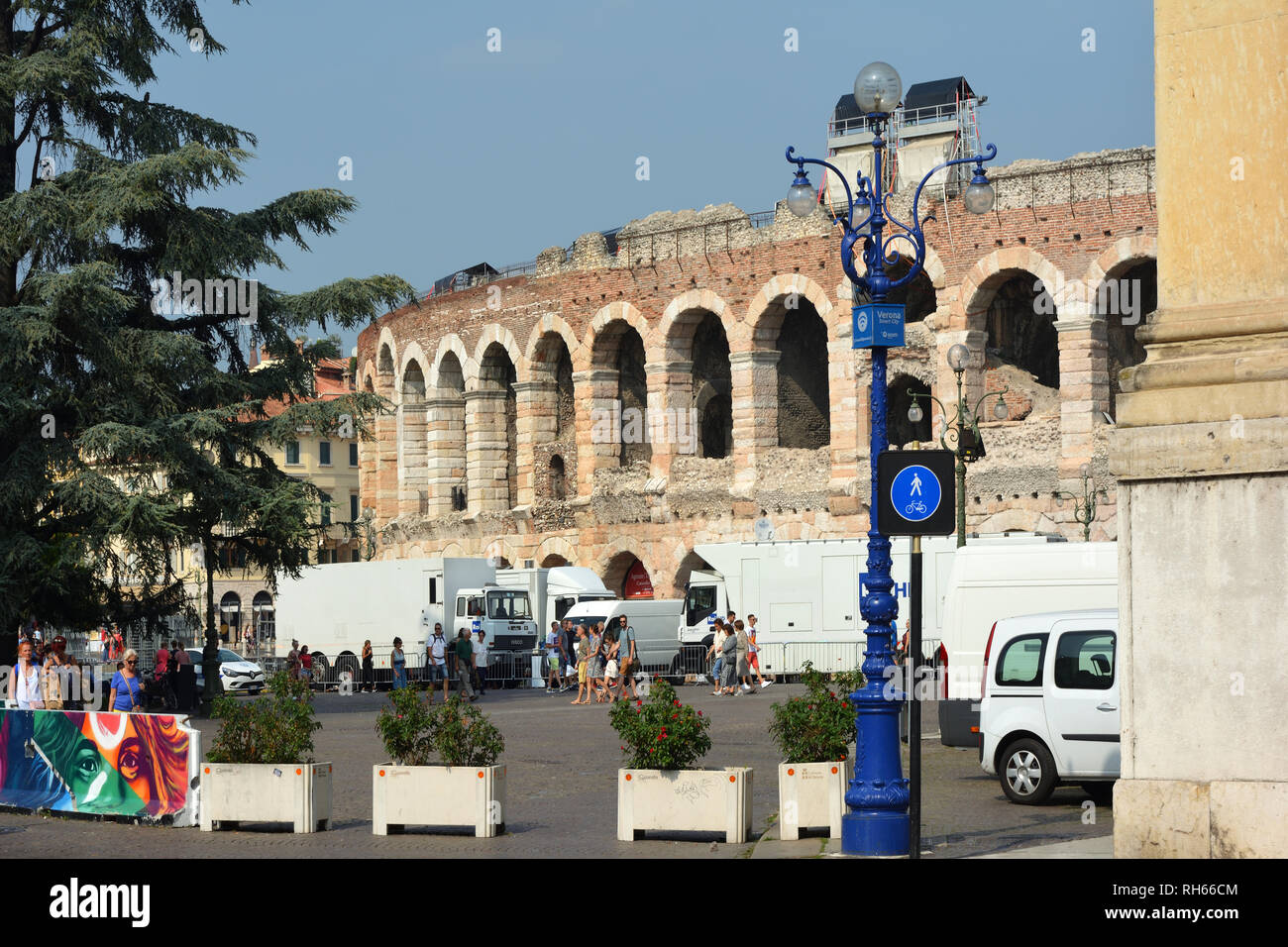 Roman amphitheatre Arena di Verona at the Piazza Bra square in the historic centre of Verona ...