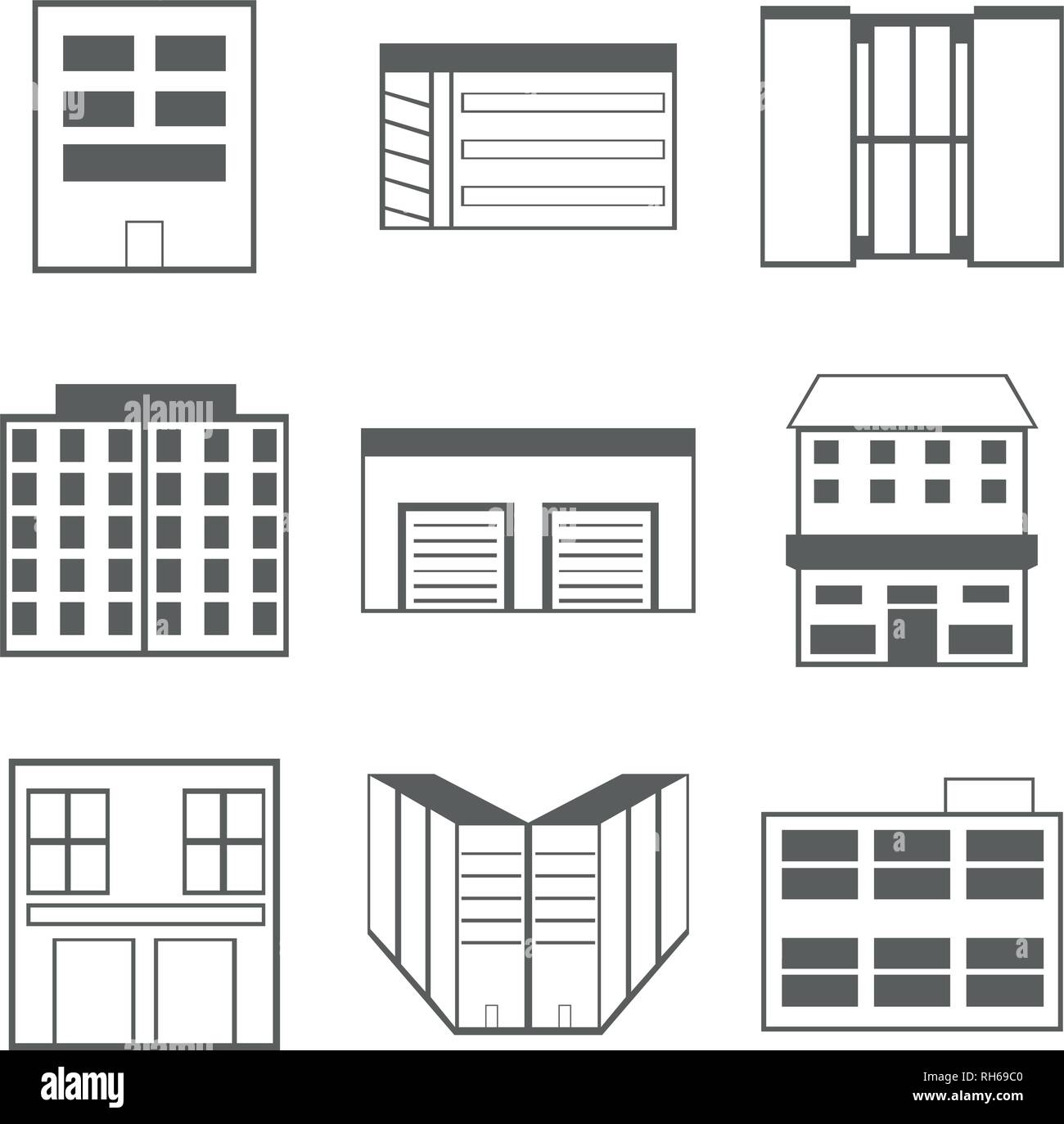 Building Icons Set isolated on white Stock Vector Image & Art - Alamy