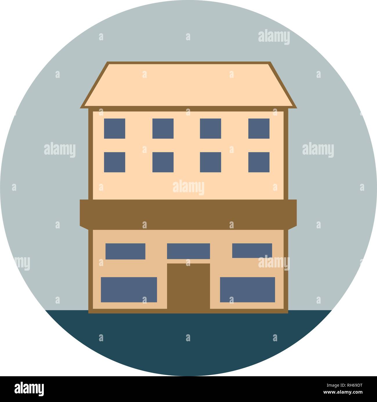 Building Round Icons. Vector illustration style is flat icon symbol ...