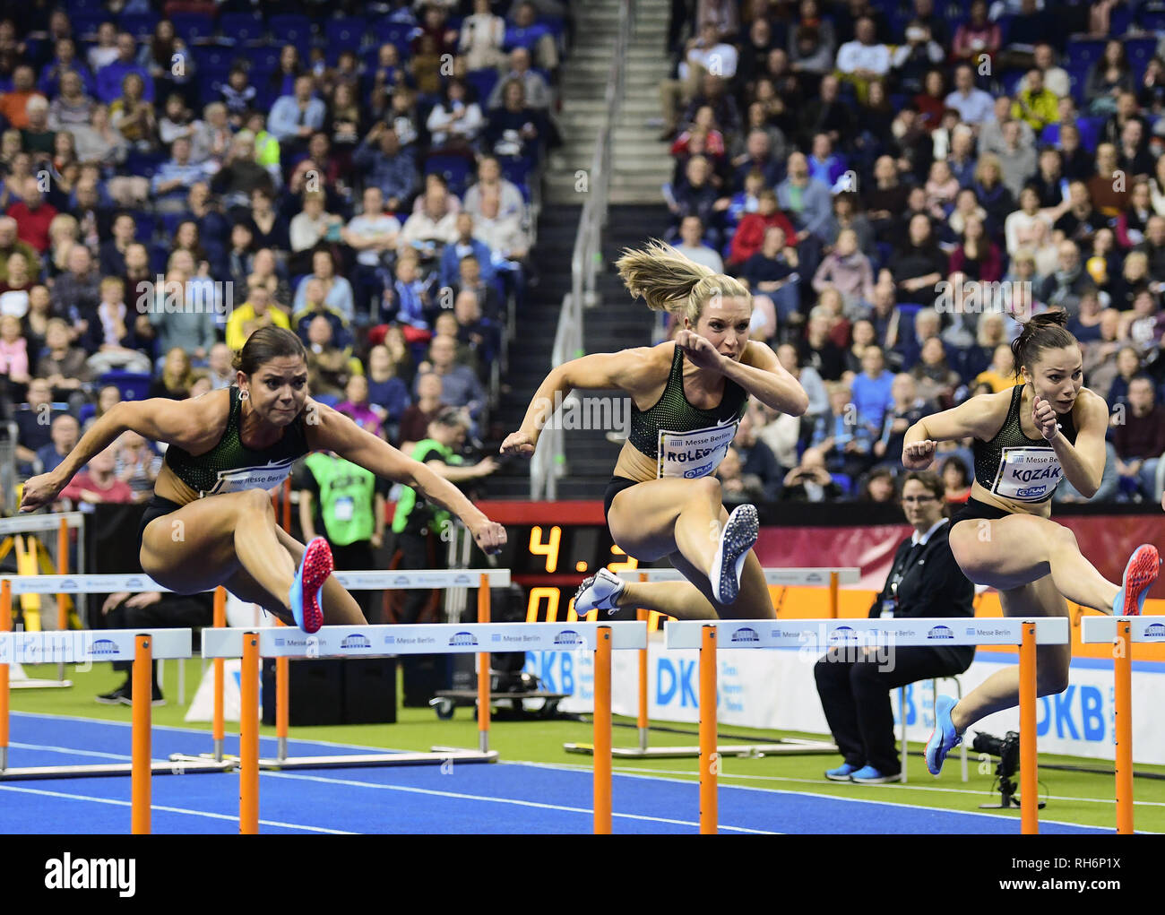 Berlin, Germany. 01st Feb, 2019. ISTAF Indoor, 60 meter hurdles, women ...