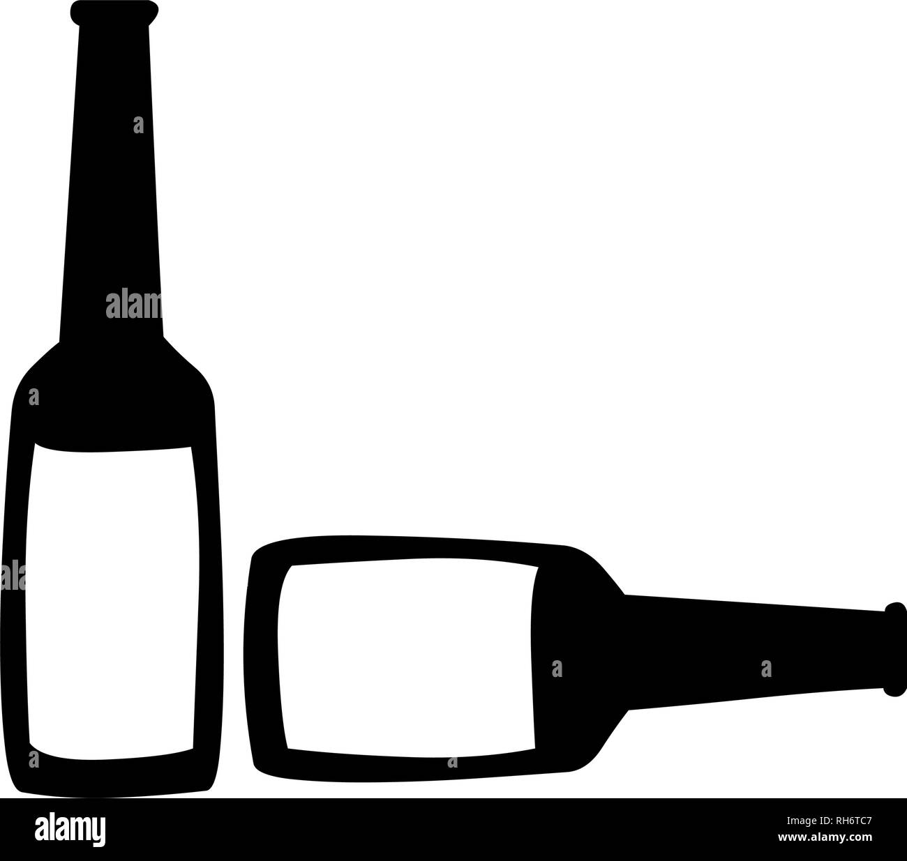 Toasting beer bottles icon. Pub and bar sign. Vector isolated ...