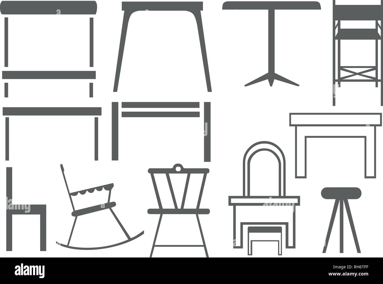 Set Of Editable Furniture Icons. Can Be Used For Web, Mobile, UI And ...