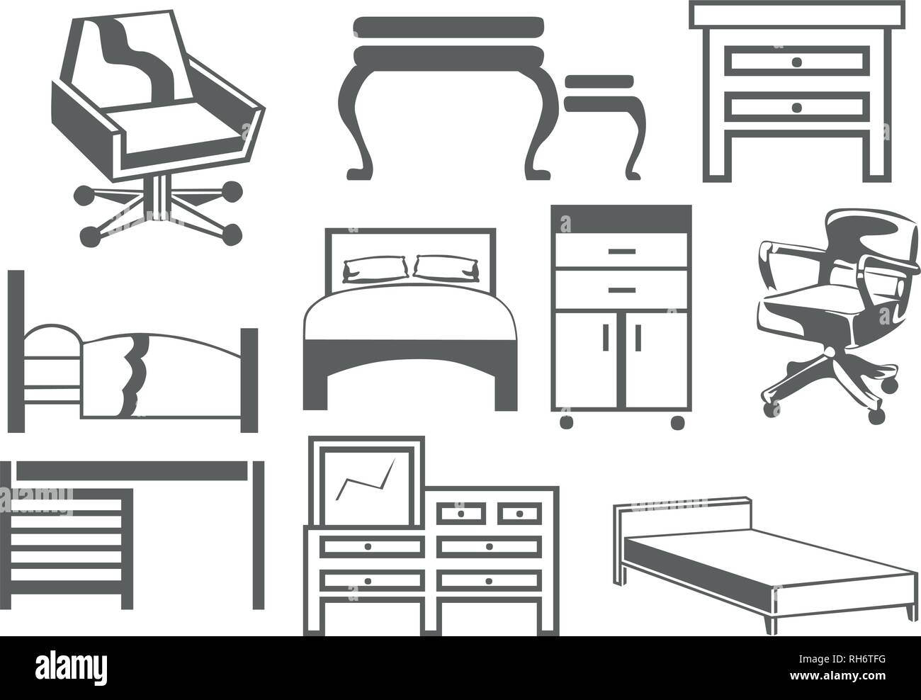 Set Of Editable Furniture Icons. Can Be Used For Web, Mobile, UI And ...