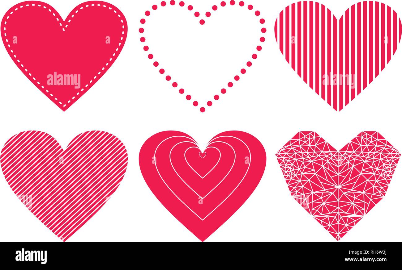 Neon Red Heart Icons Set, ideal for valentines day and wedding. Vector ...