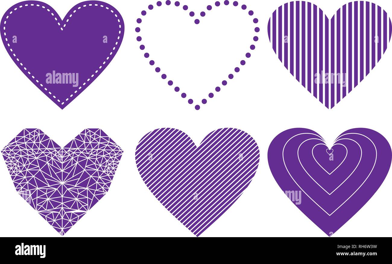 Ultra violet Heart Icons Set, ideal for valentines day and wedding ...