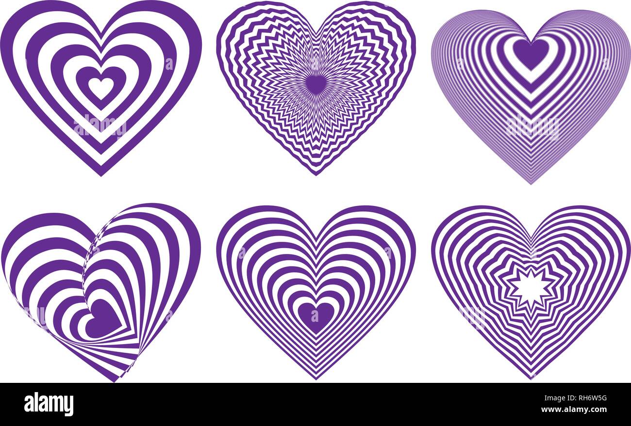 Ultra violet Heart Icons Set, ideal for valentines day and wedding ...