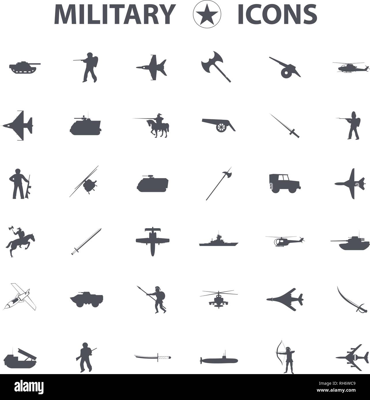 War burden icons set. Simple set of 36 Equipment Accessories vector ...