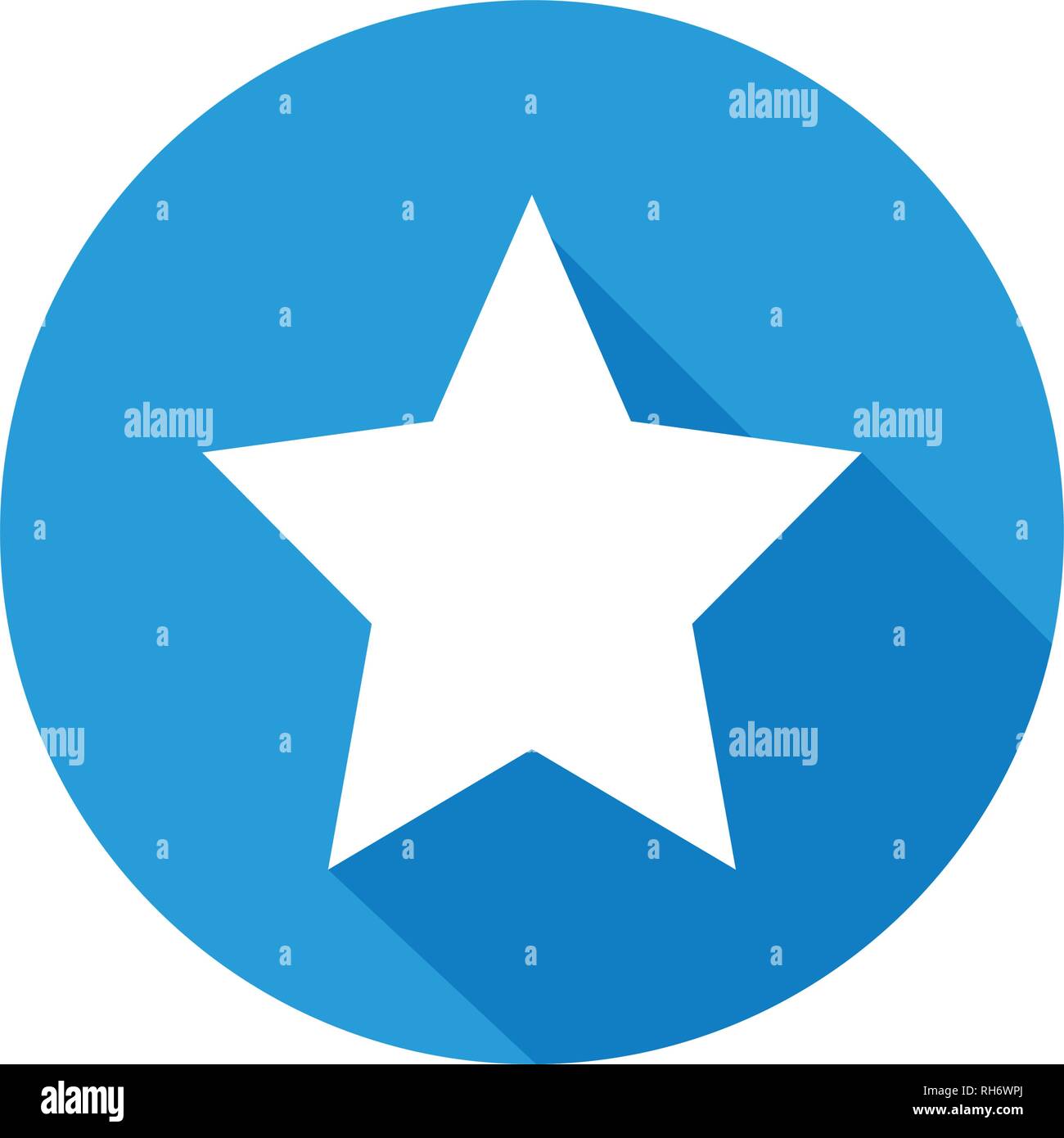 White star on blue circle isolated, Clean vector flat design Stock ...