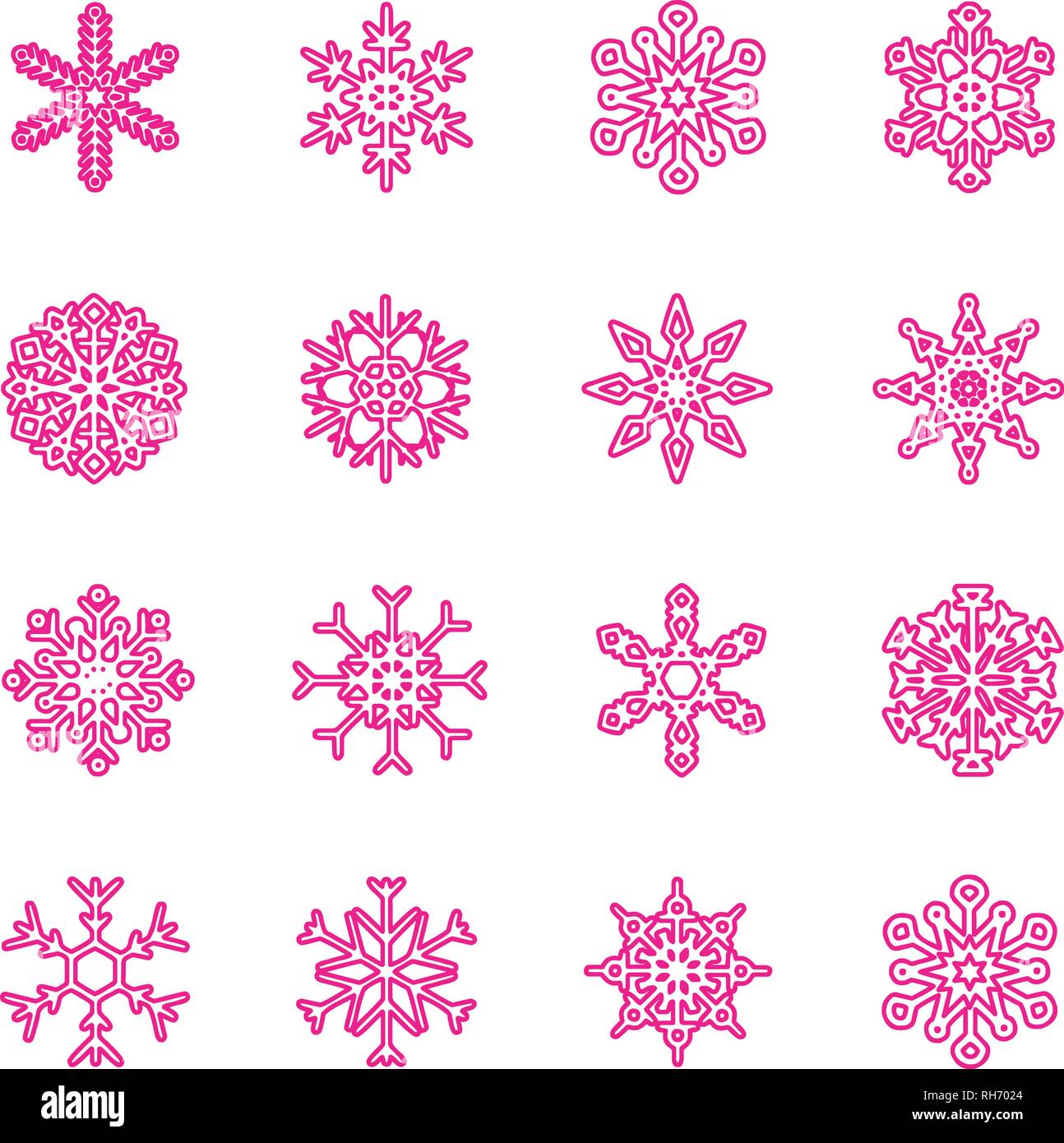 Snowflake vector icon background set plastic pink color. Trend 2019 ...