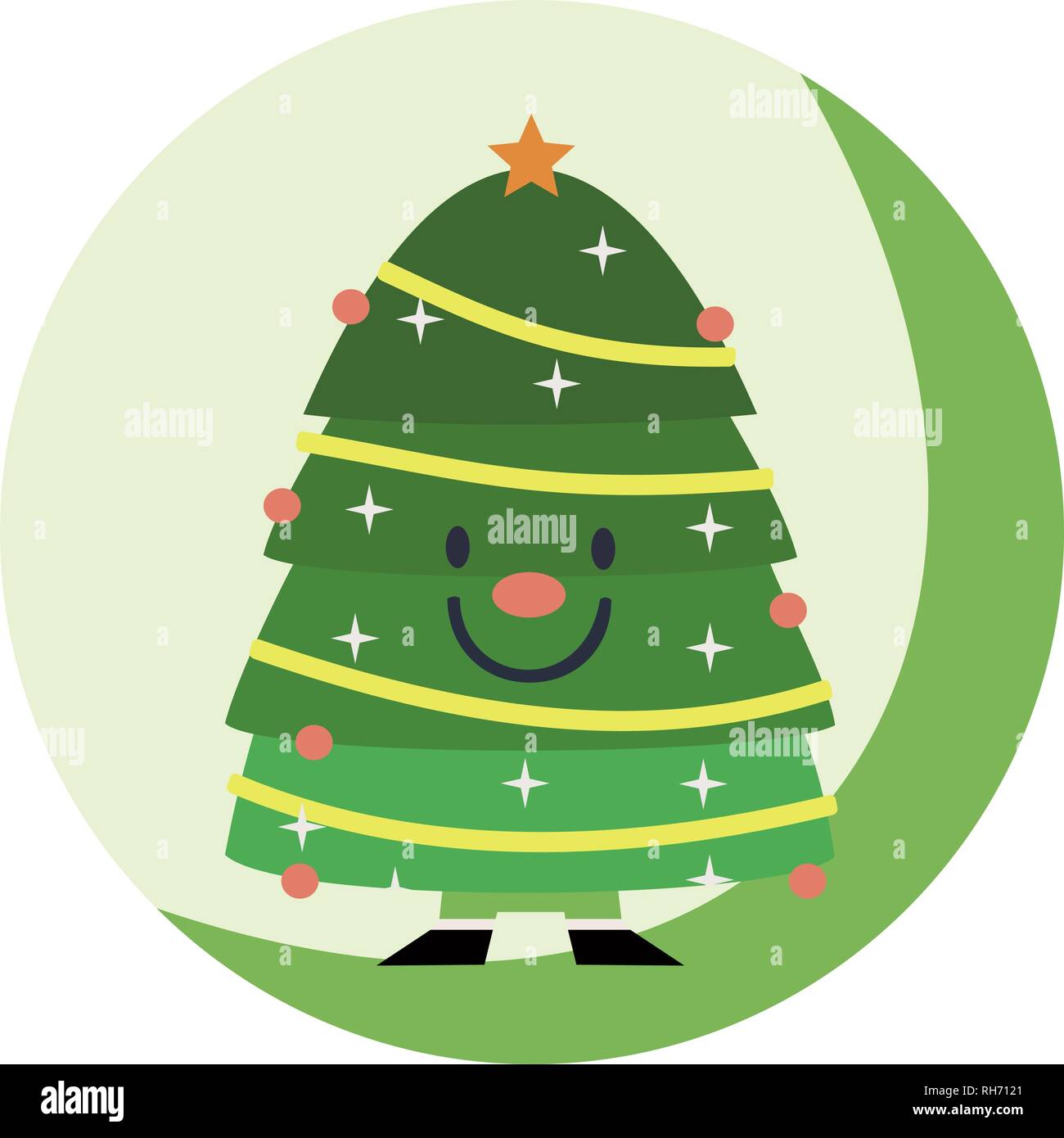 Beautiful vector illustration with nice, smiling christmas tree ...
