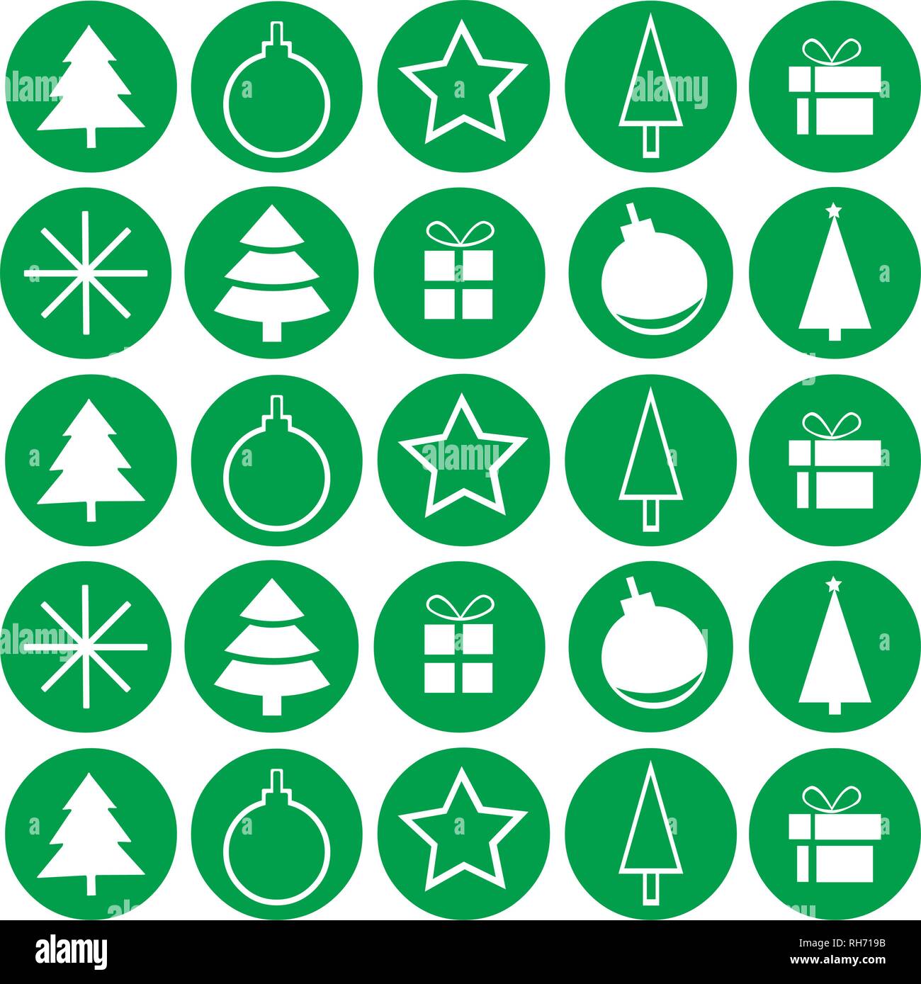 Vector Illustration of Christmas icons pack in round green background ...