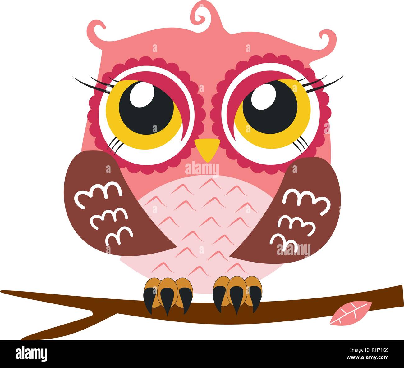 Cute Pink Cartoon Owls