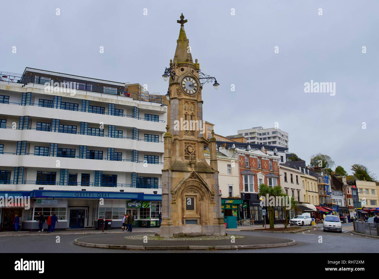 The Mallock Memorial clock tower in Torquay, Devon England. Built in ...
