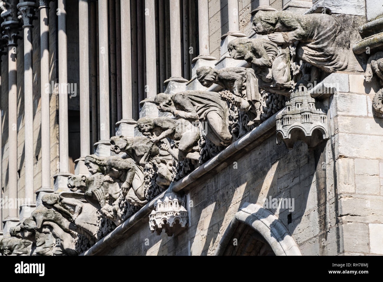 Exterior detail of carvings on the Cathedral of Saint Benignus of Dijon ...