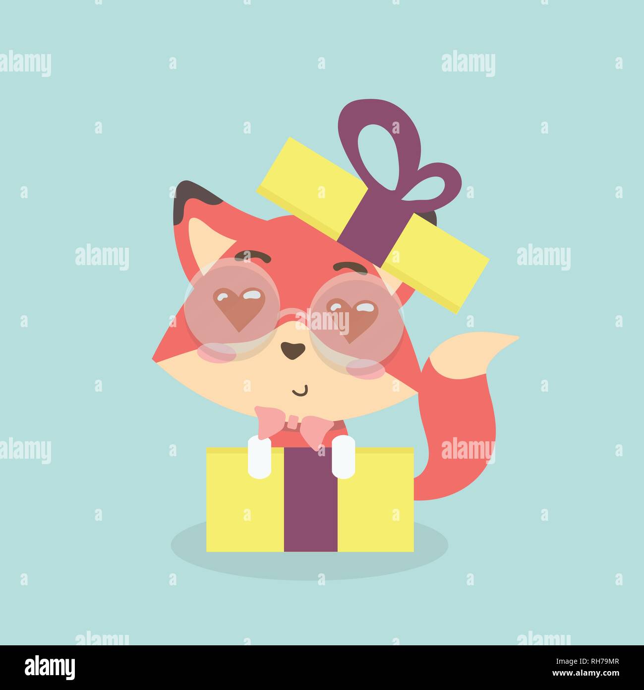 Cute fox cartoon on pastel background Stock Vector Image & Art - Alamy